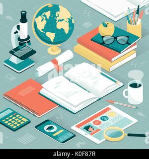 desktop with education online icons Stock Vector Image & Art - Alamy