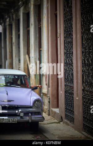 Purple Chevy in Havana Cuba Stock Photo - Alamy