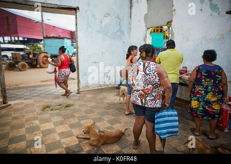Cuban, Cuba, Cardenas, local butcher selling meat from a run down shop ...