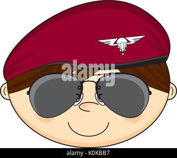 Cartoon Red Beret Military Army Soldier Vector Illustration Stock ...