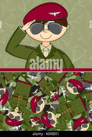Cartoon Red Beret Military Army Soldier Vector Illustration Stock ...