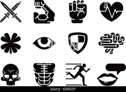 Character Game Attributes Icon Set Stock Vector Image & Art - Alamy