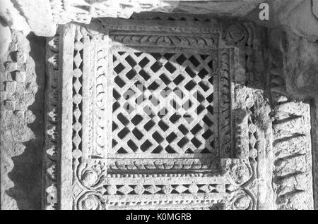 jali window, Rani ki vav, stepwell, patan, Gujarat, India, Asia Stock ...