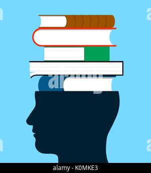 Human Head Books Stack School Education Concept Stock Vector Image ...