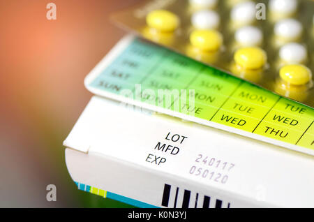 Manufacturing date and expiry date on some pharmaceutical packaging ...