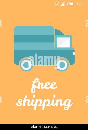 Digital composite of Online shopping with free shipping text interface ...