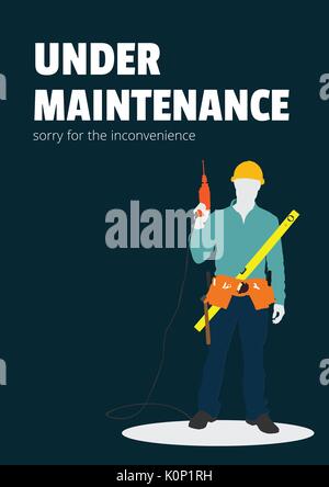 Digital composite of Under maintenance text with worker man ...