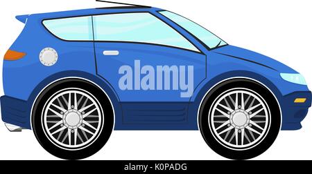 Blue cartoon car,isolated on white background,flat vector illustration ...