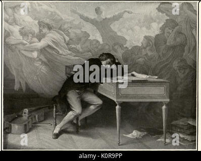 BEETHOVEN, Ludwig van - asleep at Piano Exhausted after the efforts of ...
