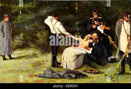 Tchaikovsky's opera Eugene Onegin with duel scene. Russian composer ...