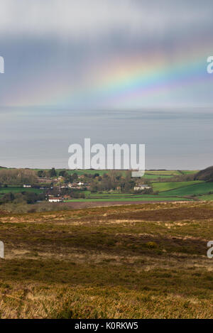 Storm clouds and a rainbow over the Bristol Channel. Picture taken from ...