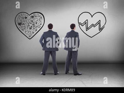 Digital composite of Broken heart or heart in frames with Businessman ...