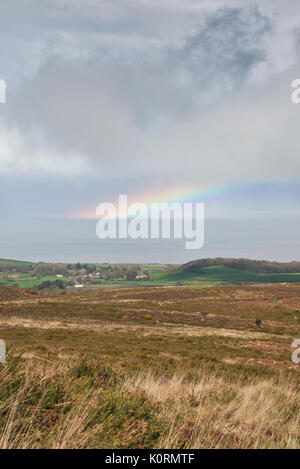 Storm clouds and a rainbow over the Bristol Channel. Picture taken from ...