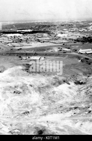 Aerial view of Long Binh Post, logistics center, and major command ...