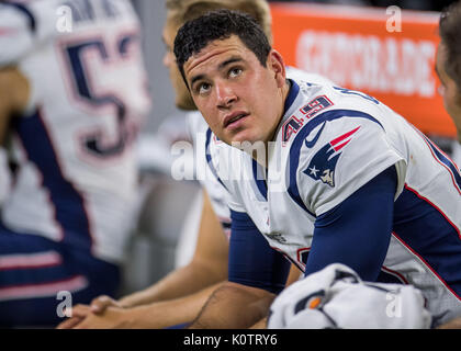 New England Patriots long snapper Joe Cardona (49) prepares to snap the ...