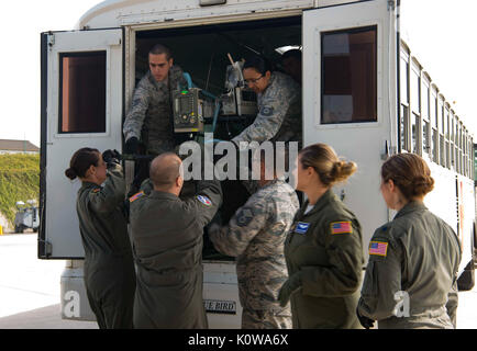 Members of the 86th Medical Group simulate patient transfer from ...