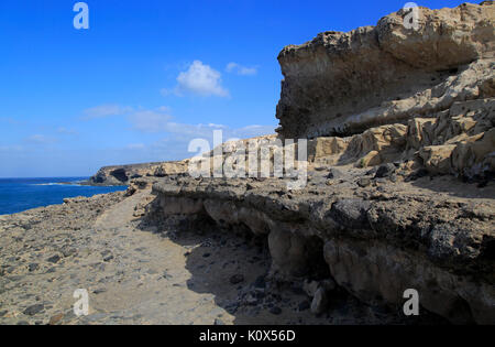 Wave cut notches raised beach geological rock formations at Ajuy ...