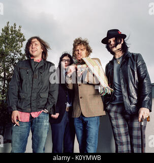 The Raconteurs an American rock band. featuring L-R Patrick Keeler ...
