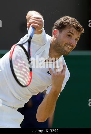 Grigor Dimitrov of Bulgaria in action during a training session ahead ...