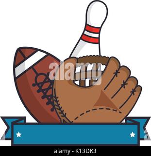 Baseball icons of baseball glove and pin for sport club or championship ...