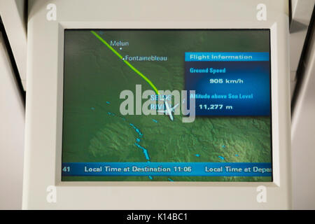 An Aeroplane flight position map showing aircraft position above ...