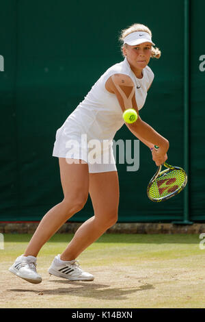 Sofya Lansere of Russia at the Girls Singles - Wimbledon Championships ...