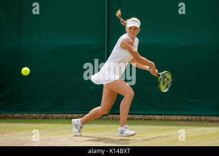 Sofya Lansere of Russia at the Girls Singles - Wimbledon Championships ...