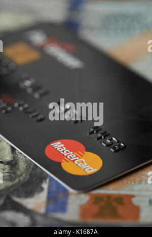 credit or debit card and wallet, closeup. credit or debit card and ...
