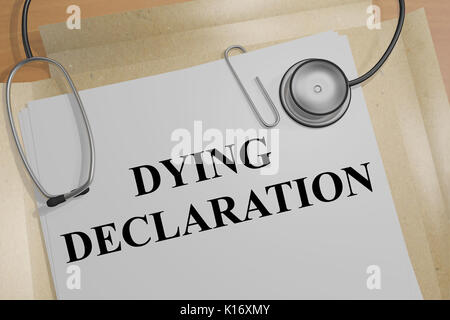 3D illustration of "DYING DECLARATION" title on legal document Stock ...