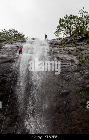Waterfall Rappelling in the Dudhiware waterfall during monsoon near ...