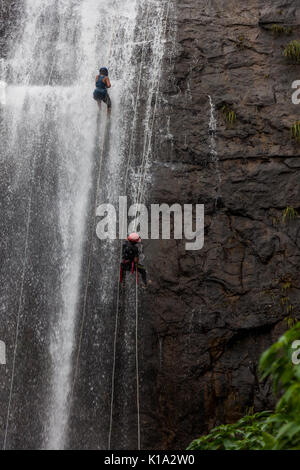 Waterfall Rappelling in the Dudhiware waterfall during monsoon near ...