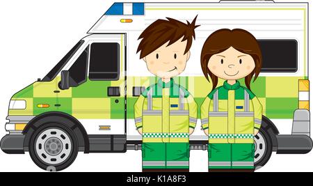 Cute Cartoon Ambulance EMT Medic Stock Vector Image & Art - Alamy