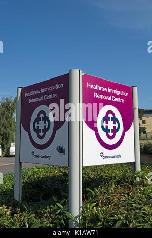 entrance sign for heathrow immigration removal centre, harmondsworth ...