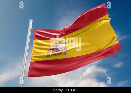 Spain flag waving in the air in 3d rendering Stock Photo - Alamy