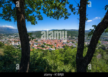 The city of Gap in the Hautes Alpes with surrounding mountains and ...