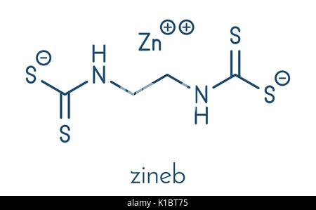 Zineb zinc organosulfur fungicide molecule. Skeletal formula Stock ...