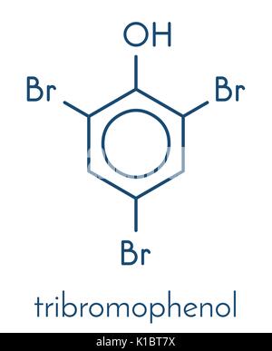 Tribromophenol (TBP, 2,4,6-Tribromophenol) molecule. Used as fungicide ...