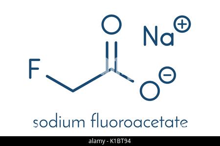Sodium fluoroacetate pesticide (1080), chemical structure. 3D rendering ...