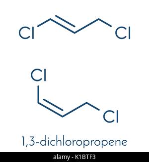 1,3-dichloropropene (dichloropropene) pesticide molecule. Skeletal ...