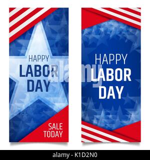 Labor Day flyer or poster set. Vertical banners for advertisement. USA ...
