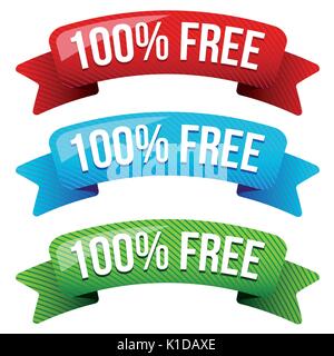 100 percent free badge with red ribbon Stock Vector Image & Art - Alamy