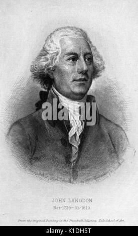 Engraved portrait of John Langdon, politician who was a delegate to the ...