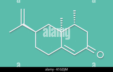 Nootkatone natural insect repellent molecule. Present in grapefruit. 3D ...