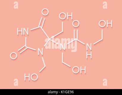Diazolidinyl urea antimicrobial preservative molecule (formaldehyde ...