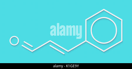 Cinnamaldehyde (cinnamic aldehyde) cinnamon flavor molecule. 3D ...