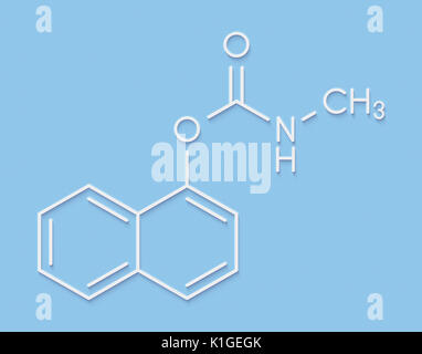 Carbaryl (carbaril) insecticide molecule (carbamate class). 3D ...
