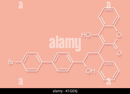 Bromadiolone rodenticide molecule (vitamin K antagonist). Stylized ...