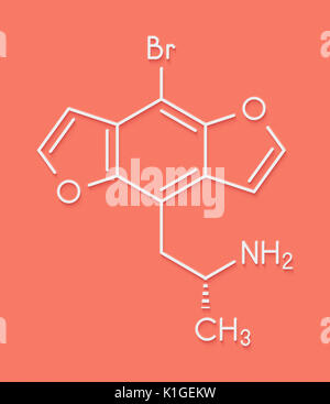 Bromo-dragonFLY hallucinogenic drug, molecular model. Atoms are Stock ...