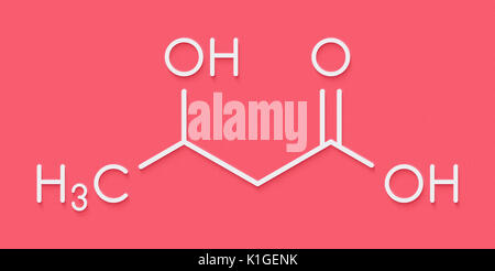Beta-hydroxybutyric acid (beta-hydroxybutyrate) molecule. Skeletal ...