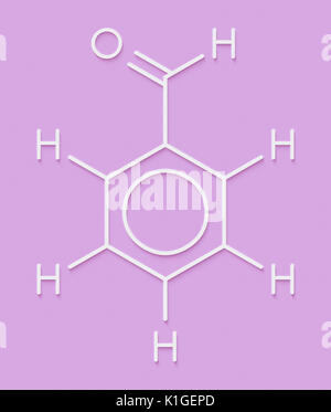 Benzaldehyde bitter almond odor molecule. Skeletal formula Stock Photo ...